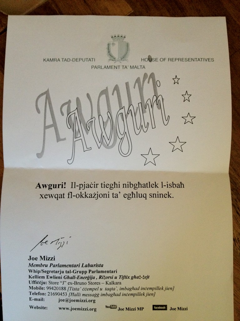 Joe Mizzi Awguri | Daphne Caruana Galizia