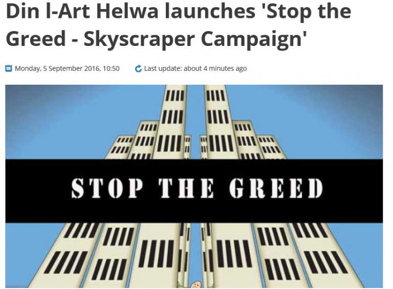STOP THE GREED: Din L-Art Helwa launches campaign against Gasan/Fenech ...